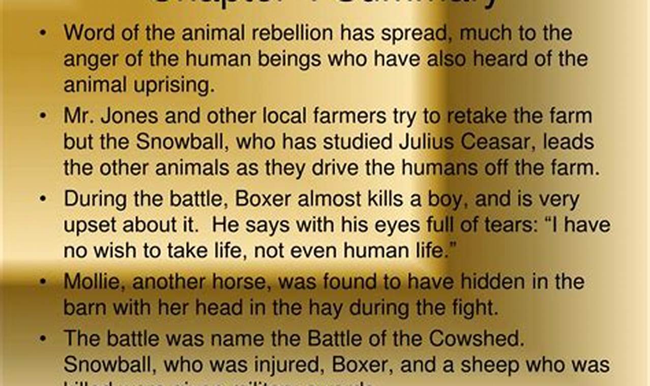 Animal Farm: Chapter 4 Summary + Analysis (Cowshed Battle)